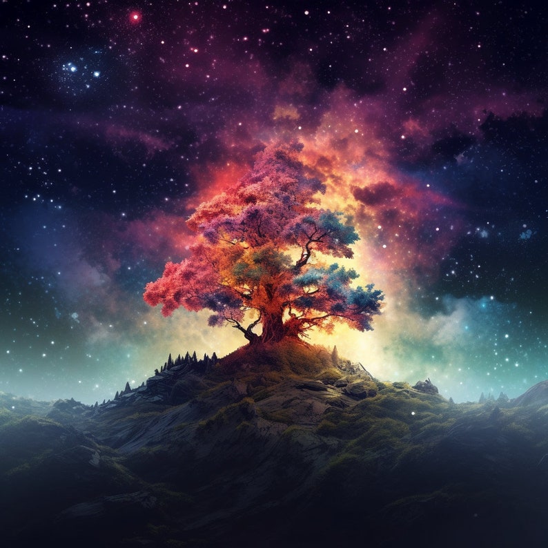 Celestial Tree in Nebula - Etsy