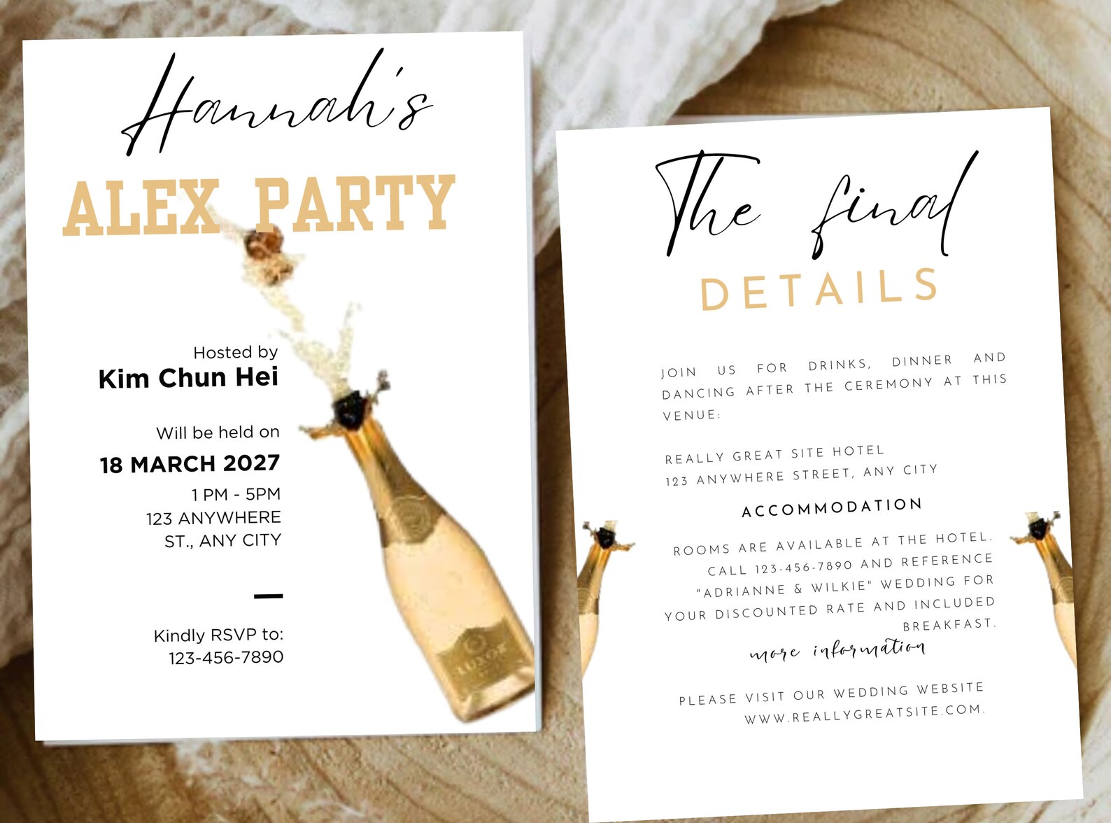 Gold Hen Do Invite, Prosecco Hen Party Invite, Champagne Bridal Shower ...