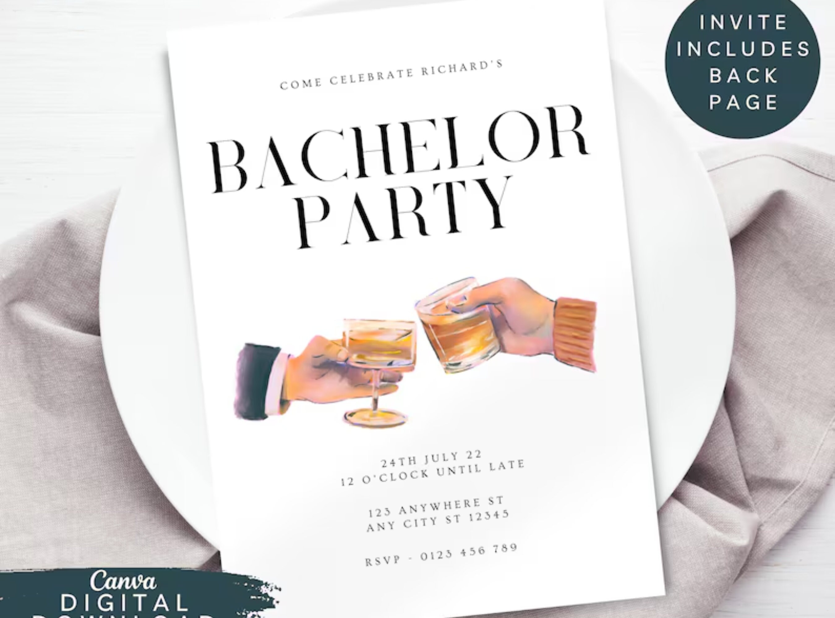 Bachelor Party Invitation, Simply Stag Do Invite, Bachelor Weekend ...