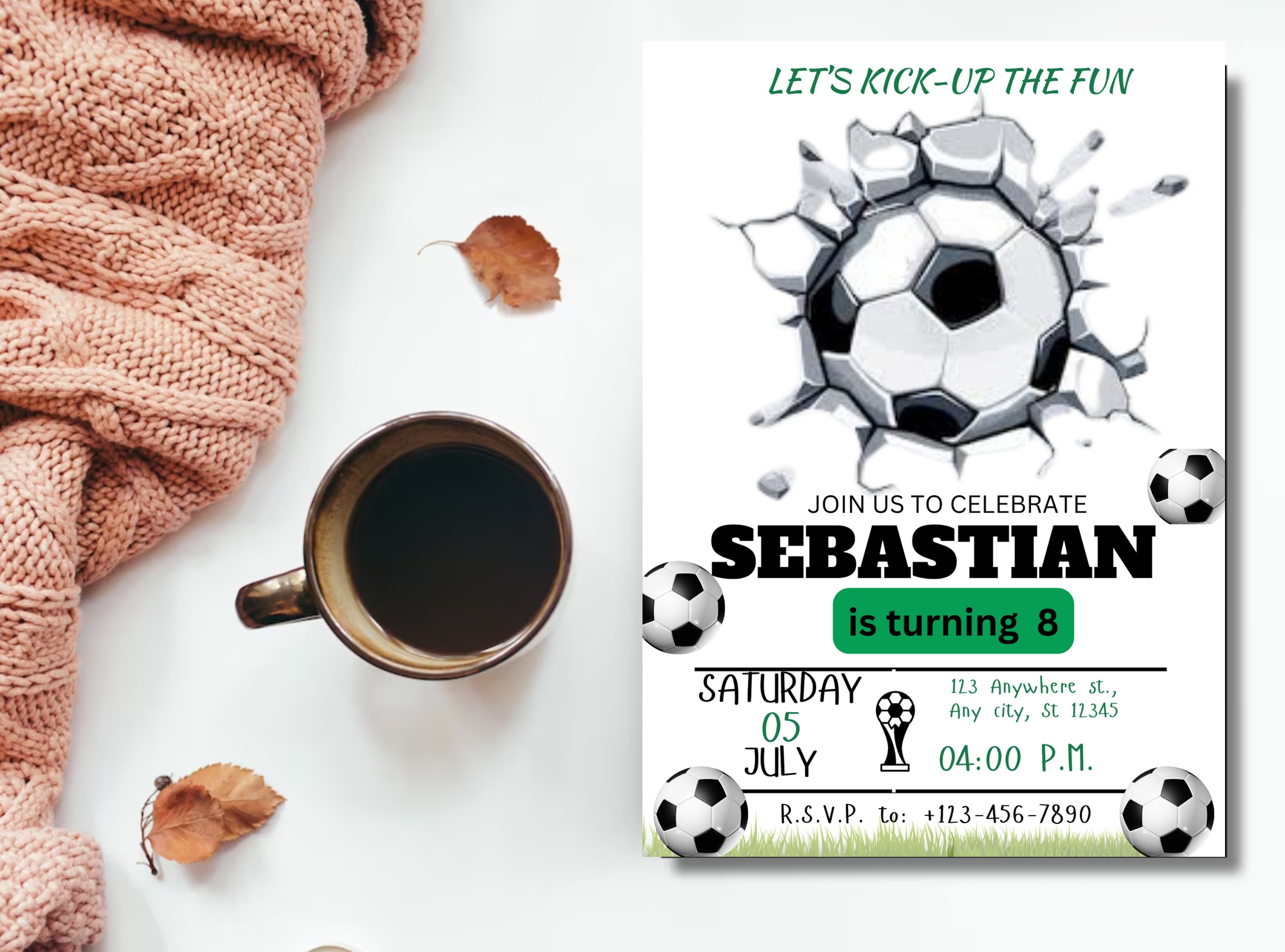 Editable Soccer Birthday Invitation Template, Soccer Birthday ...