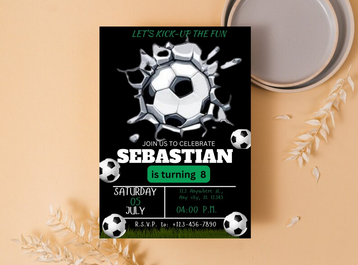 Editable Soccer Birthday Invitation Template, Soccer Birthday ...
