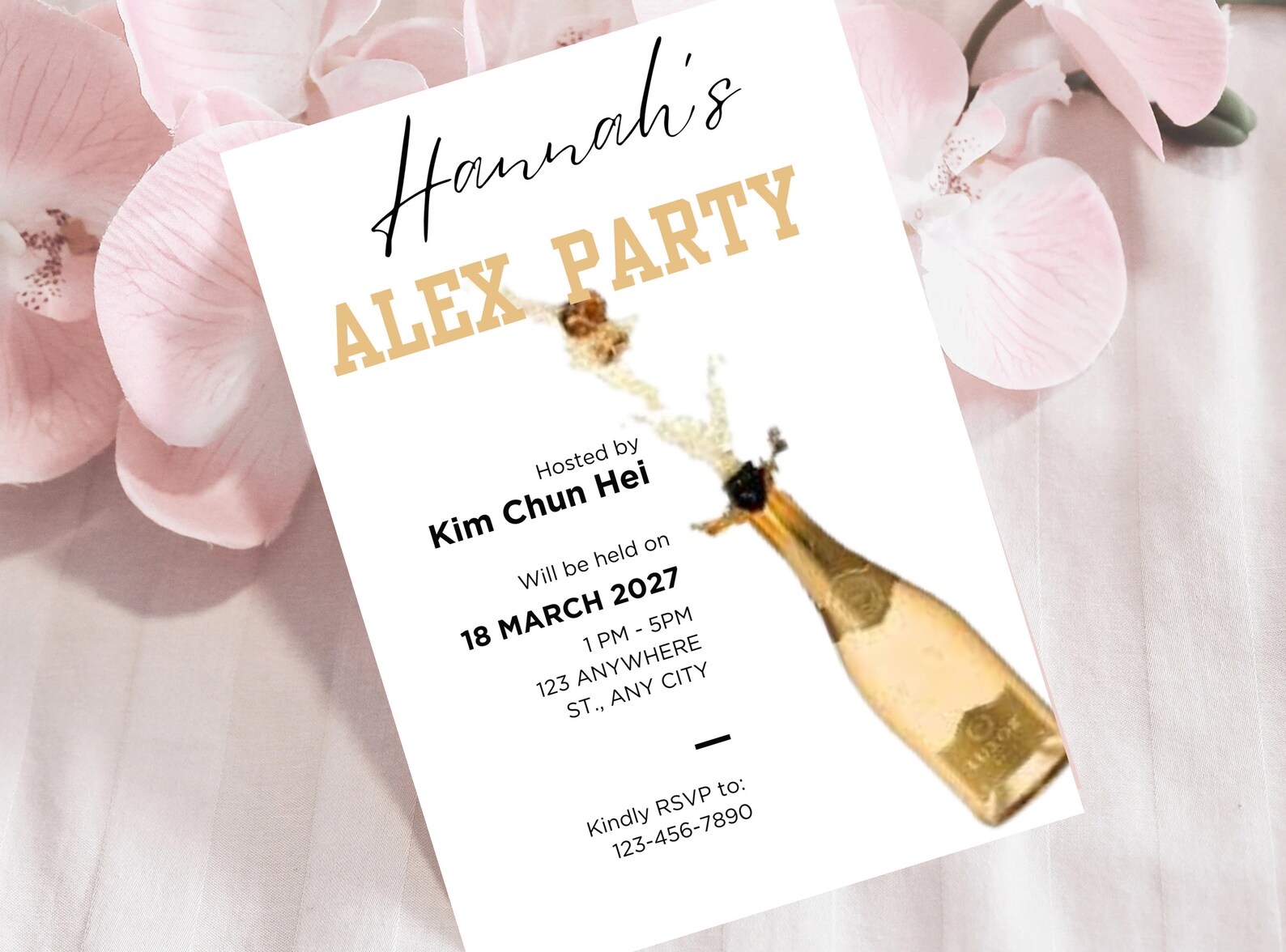 Gold Hen Do Invite, Prosecco Hen Party Invite, Champagne Bridal Shower ...