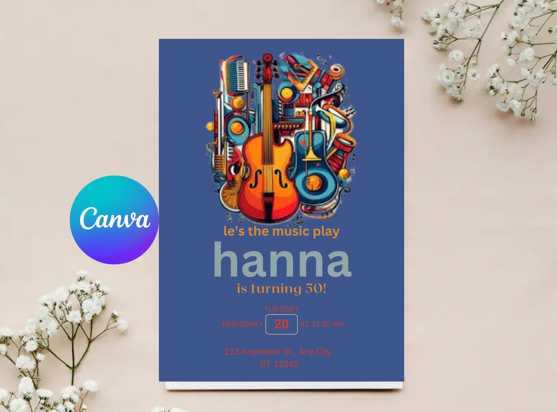 Music Birthday Invitation Musical Instruments Invitation Music Party ...