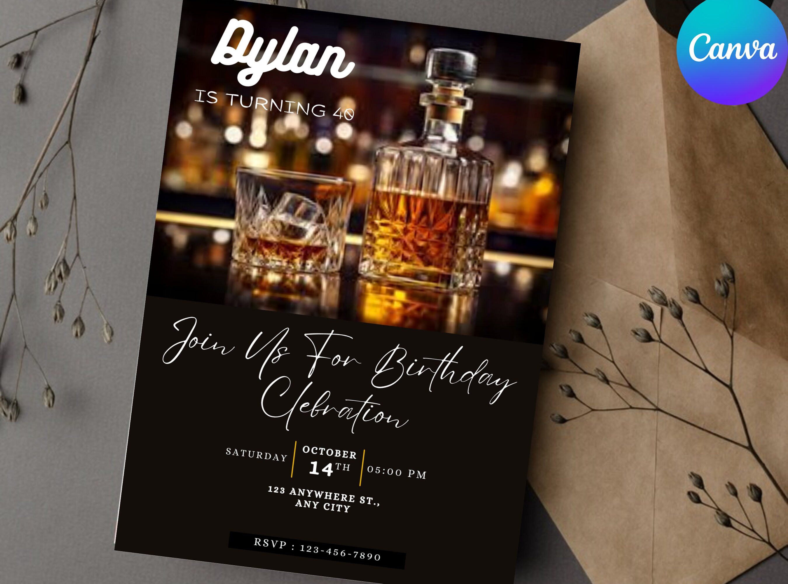 Adult Birthday Party Invitation, Whiskey Invitation, Cognac, Scotch ...