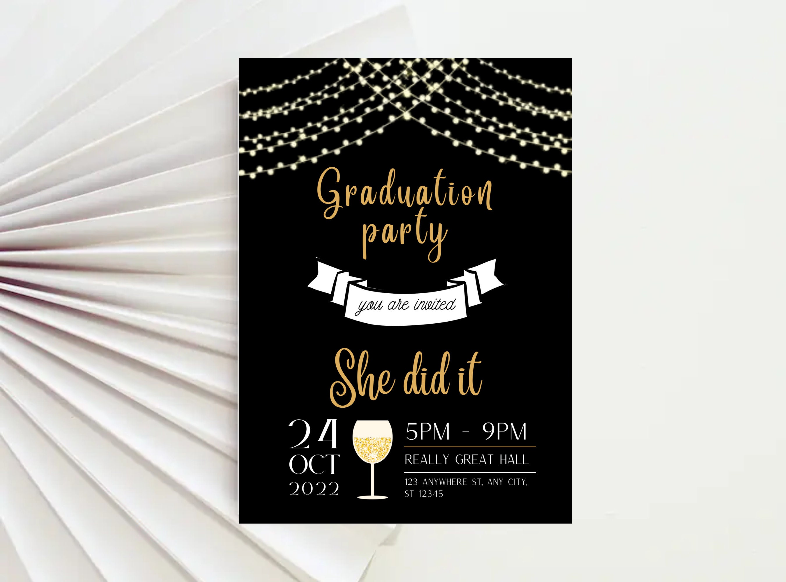 Digital She Did It Invitation ,graduation Invitation Template ...