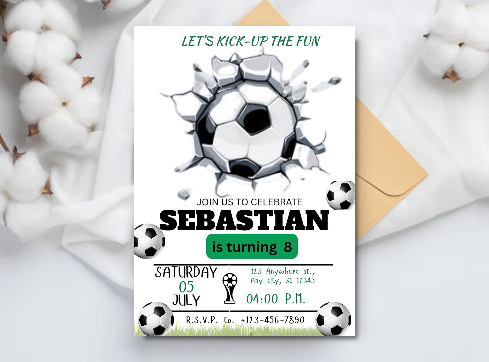 Editable Soccer Birthday Invitation Template, Soccer Birthday ...