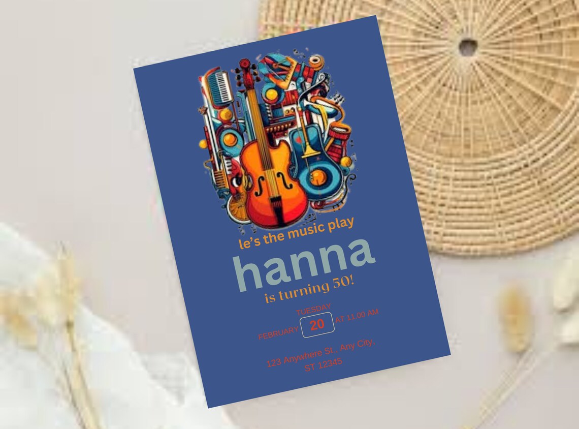 Music Birthday Invitation Musical Instruments Invitation Music Party ...