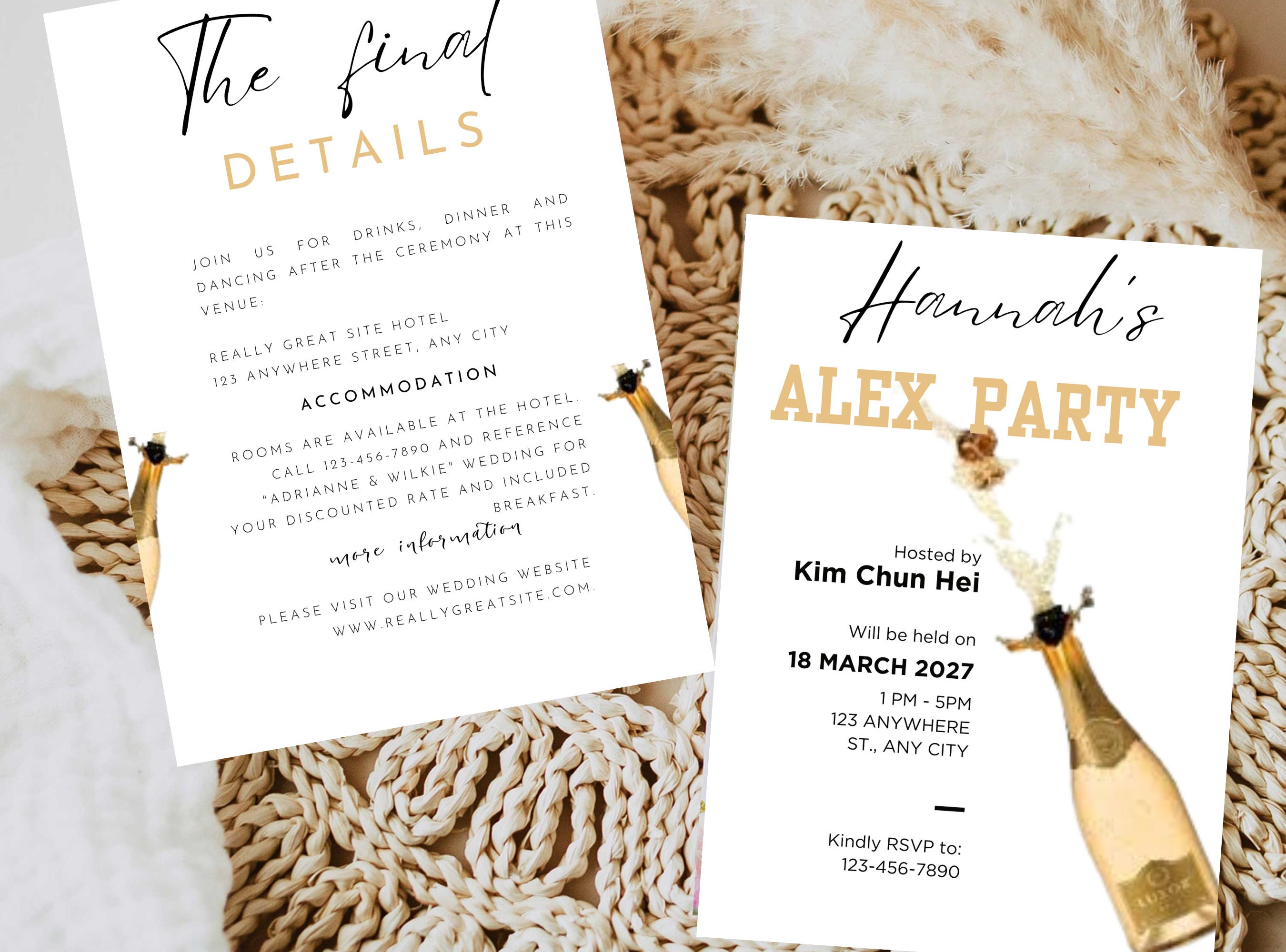 Gold Hen Do Invite, Prosecco Hen Party Invite, Champagne Bridal Shower ...