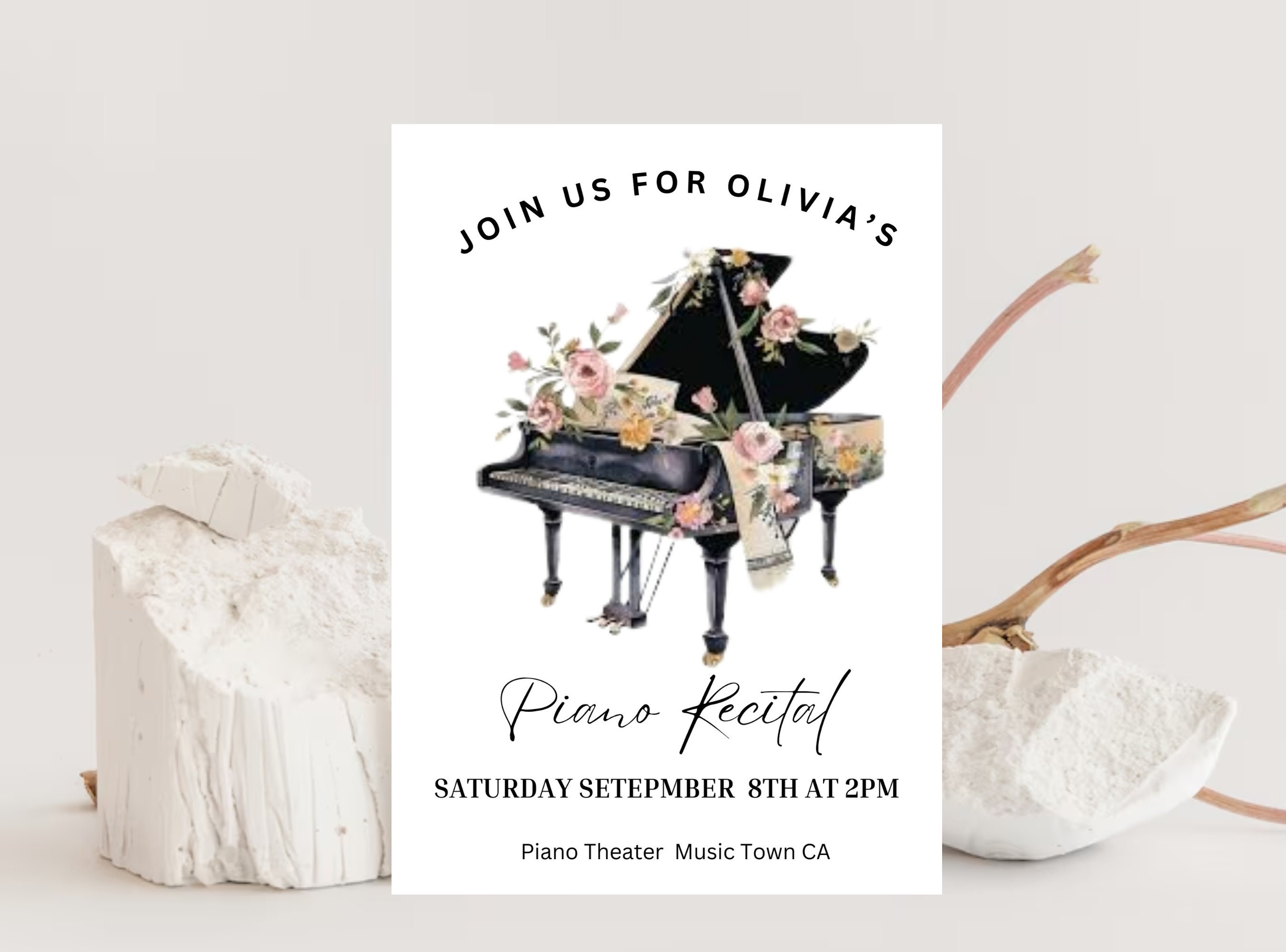 Piano Recital Invitation-piano Birthday Invitation, Musician Invitation ...