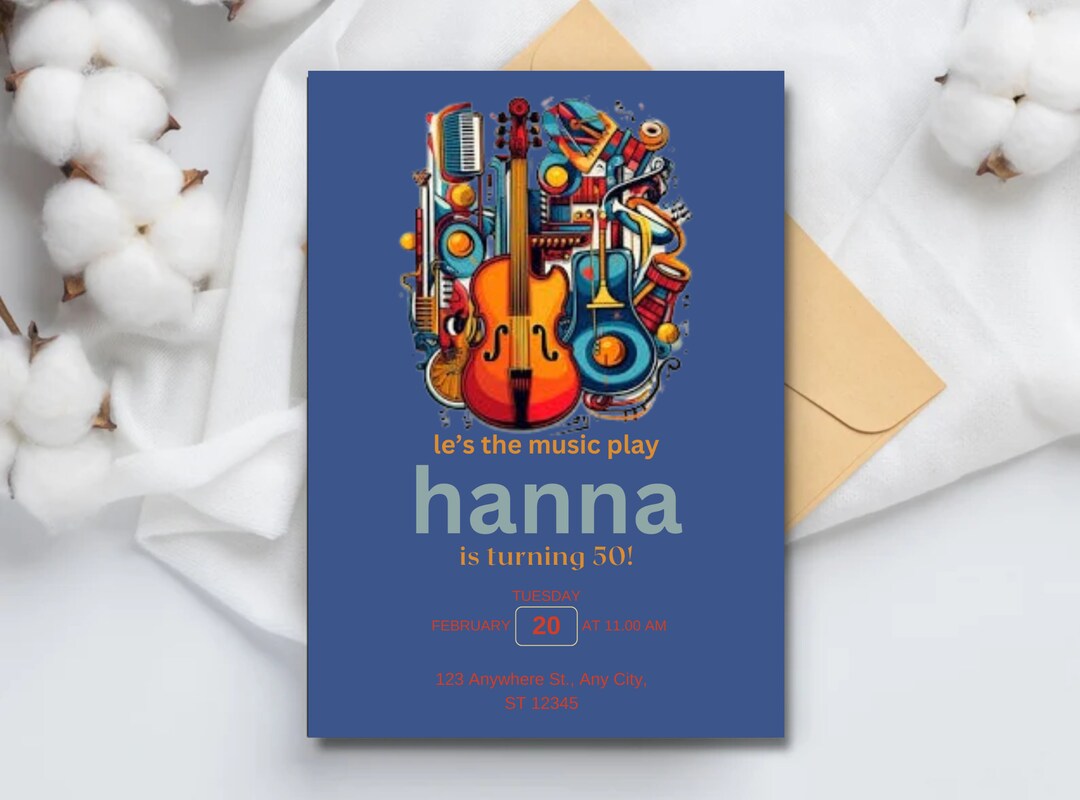 Music Birthday Invitation Musical Instruments Invitation Music Party ...