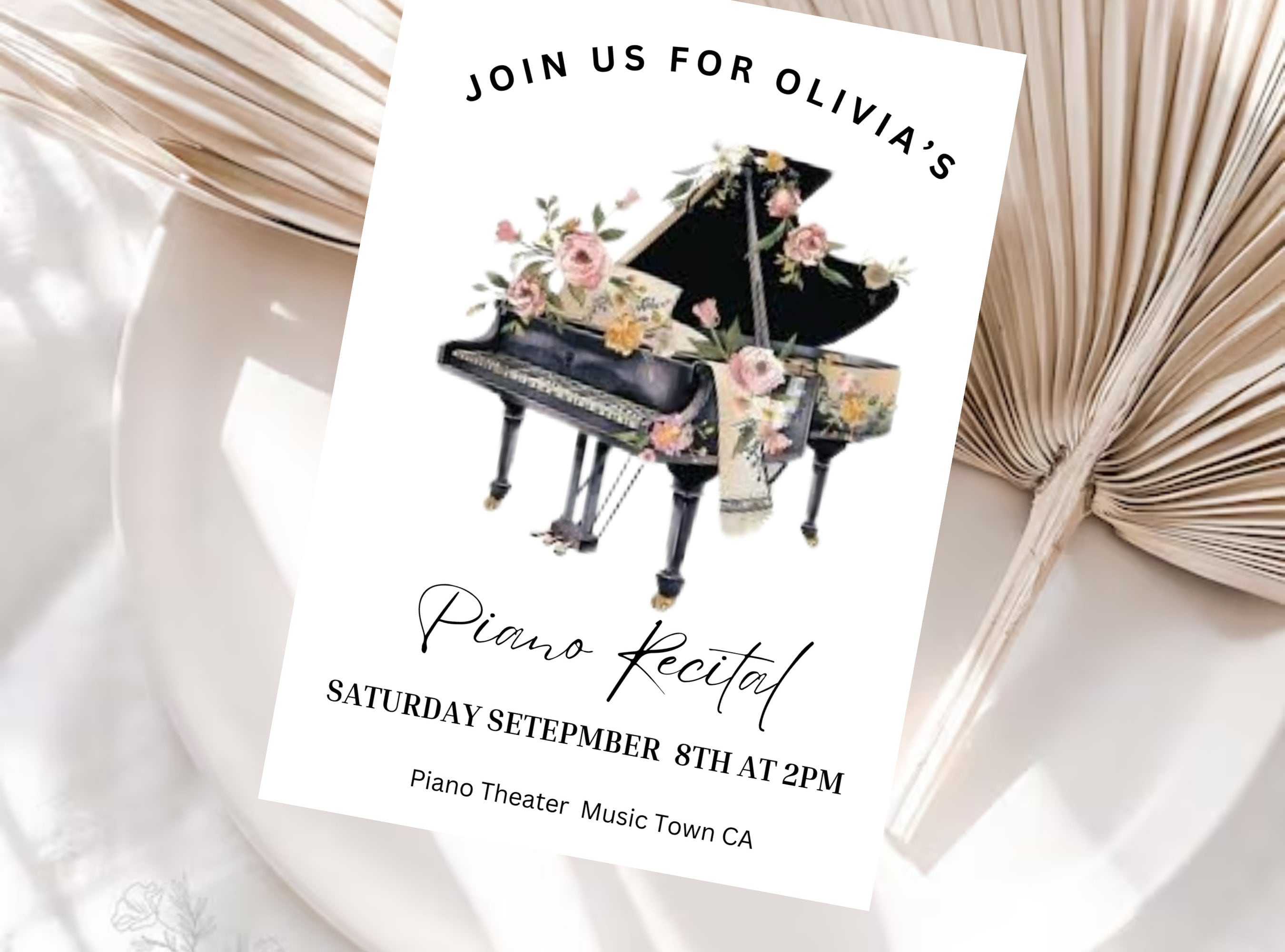 Piano Recital Invitation-piano Birthday Invitation, Musician Invitation ...