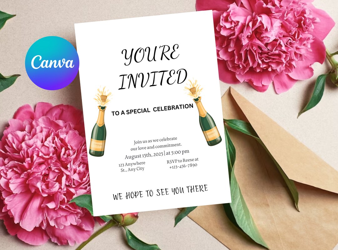 Editable Invitation, Minimalist Invitation, Simple Party Invite ...