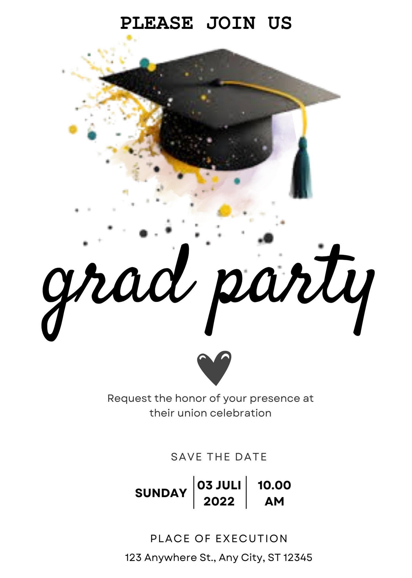 Graduation Party Invitation Template Editable, Graduation Announcement ...
