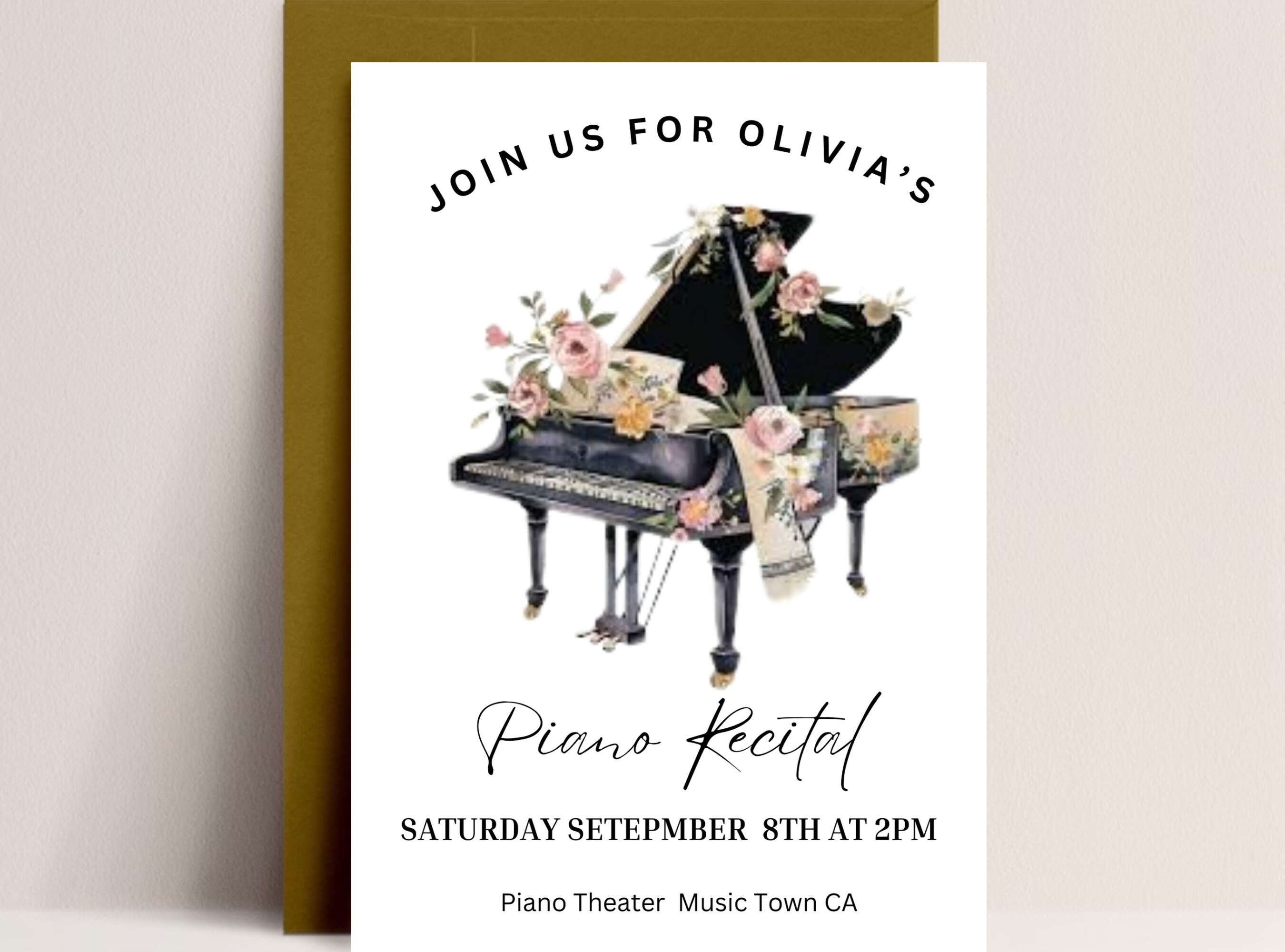 Piano Recital Invitation-piano Birthday Invitation, Musician Invitation ...