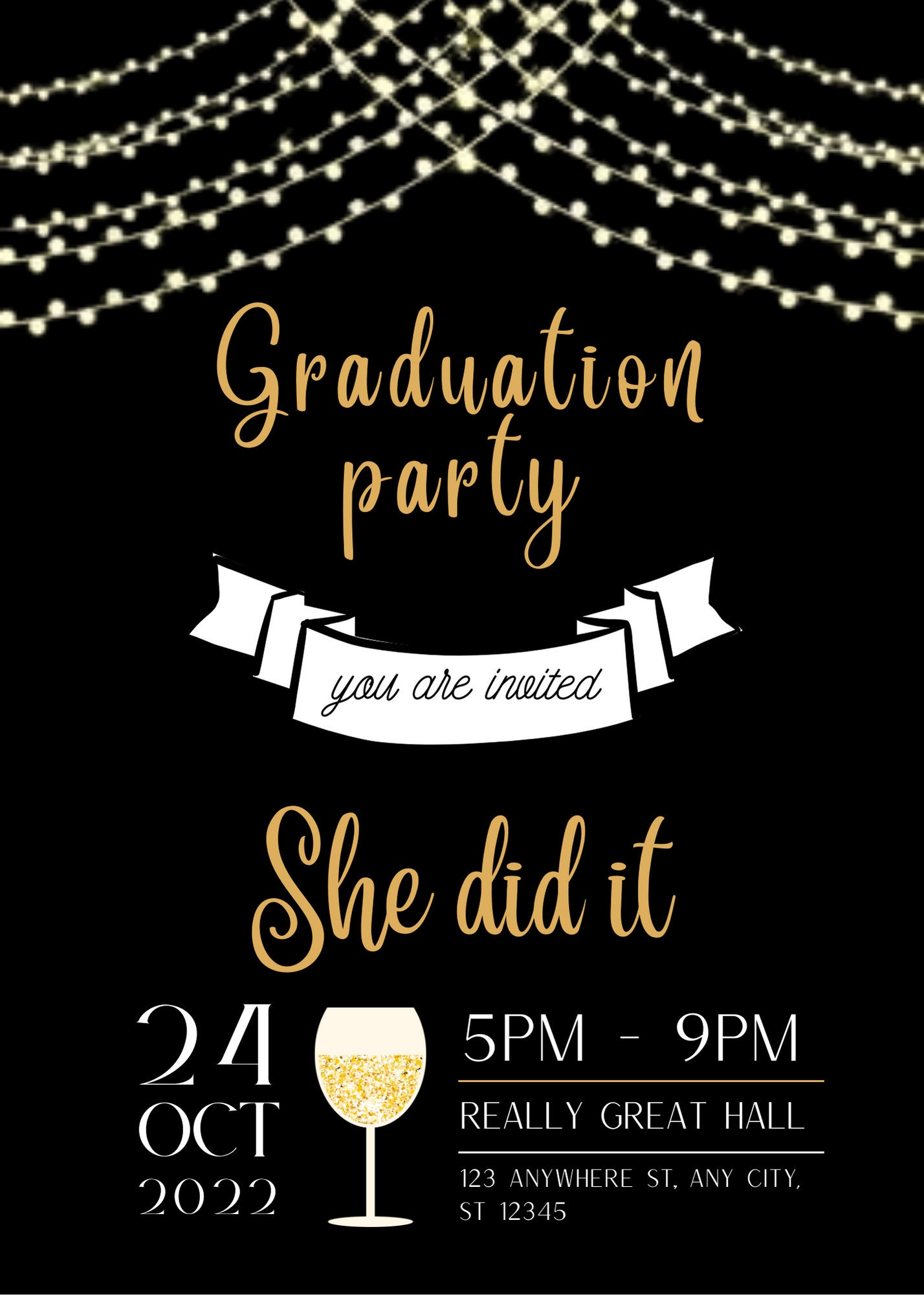 Digital She Did It Invitation ,graduation Invitation Template ...
