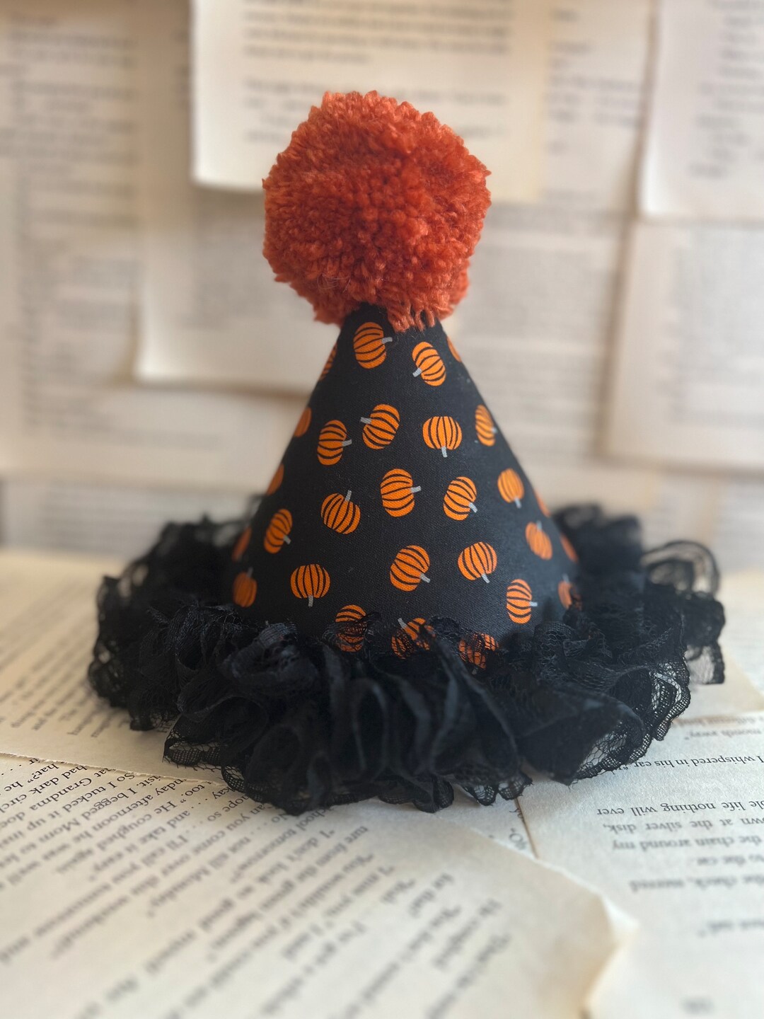 Halloween Pumpkin Party Hat: Black Ruffle Fabric - Etsy