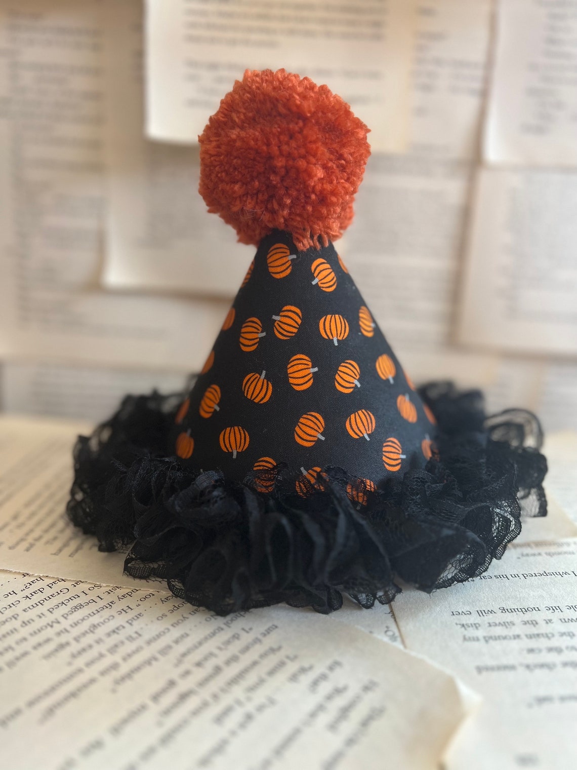 Halloween Pumpkin Party Hat: Black Ruffle Fabric - Etsy
