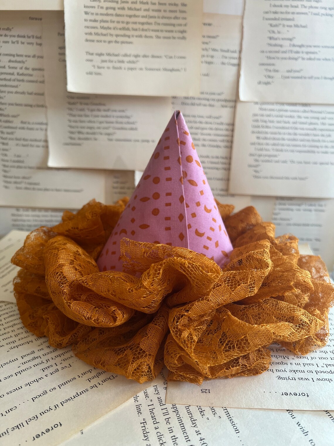 Girls Party Hat: Pink & Orange Ruffle, Handmade - Etsy