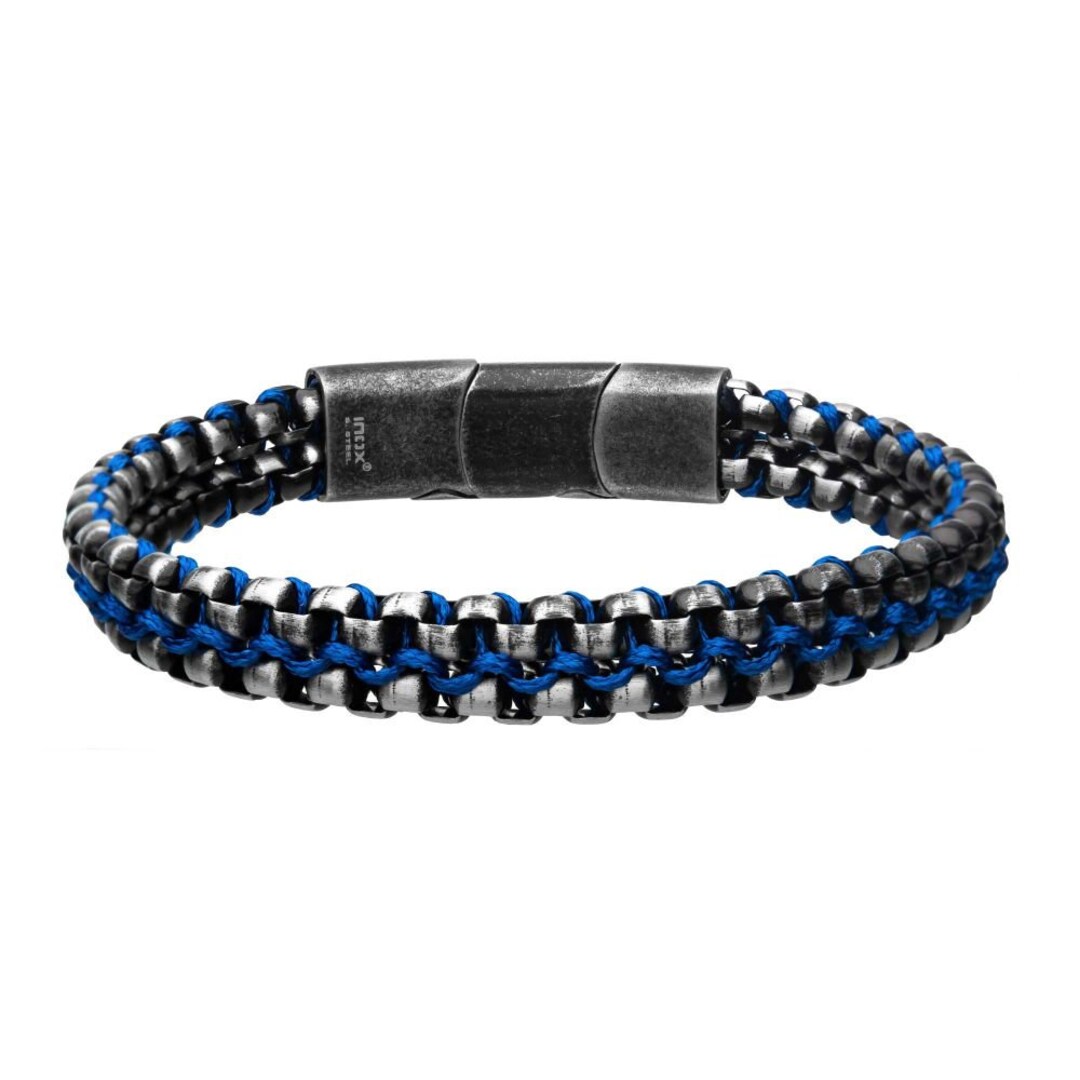 Inox Allegiance Stainless Steel Bracelets With Blue Wax Cord Binding 2 ...