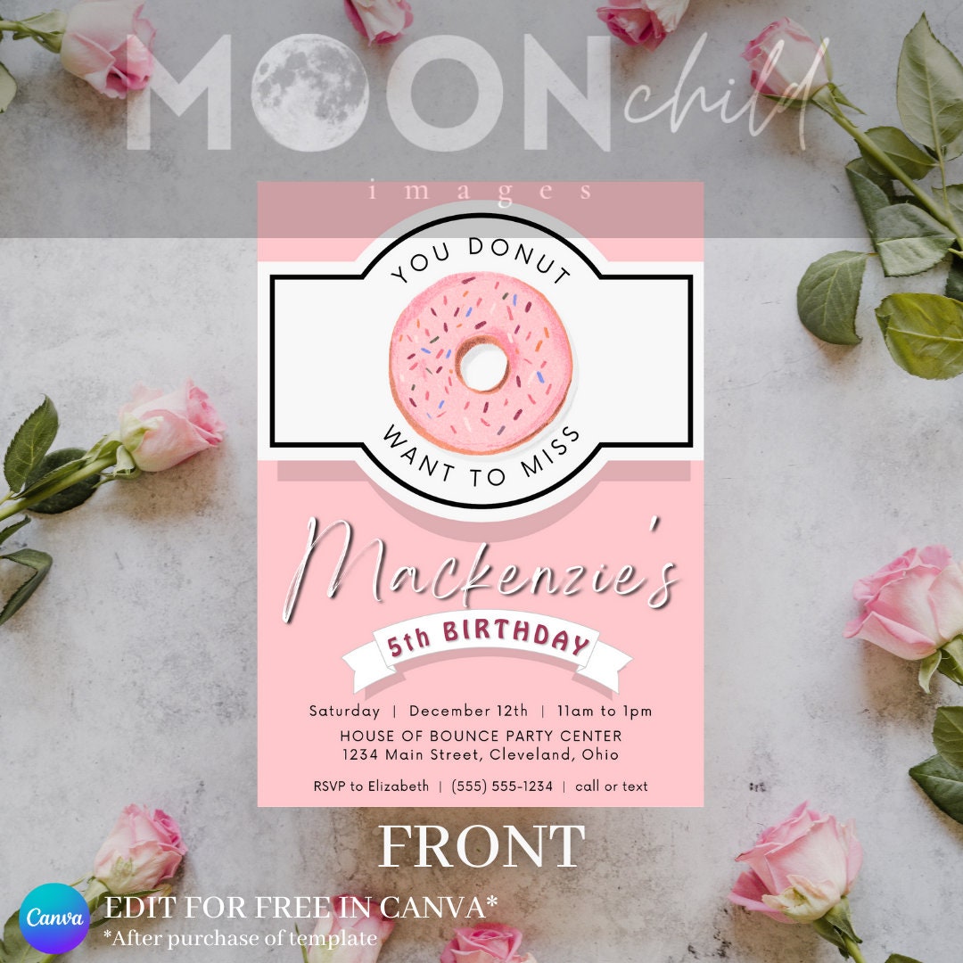 Editable Donut Invitation - Canva Template - Etsy