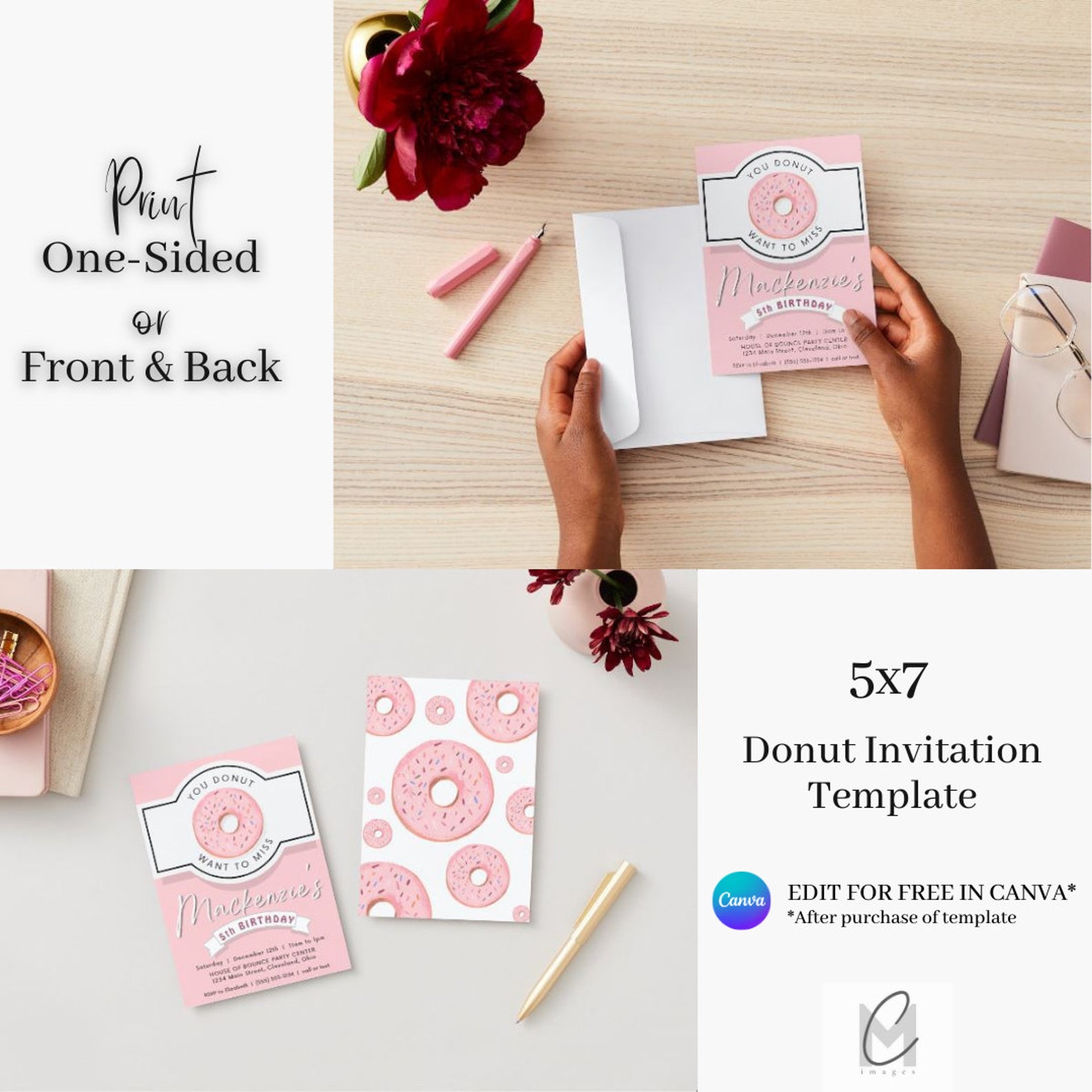 Editable Donut Invitation - Canva Template - Etsy