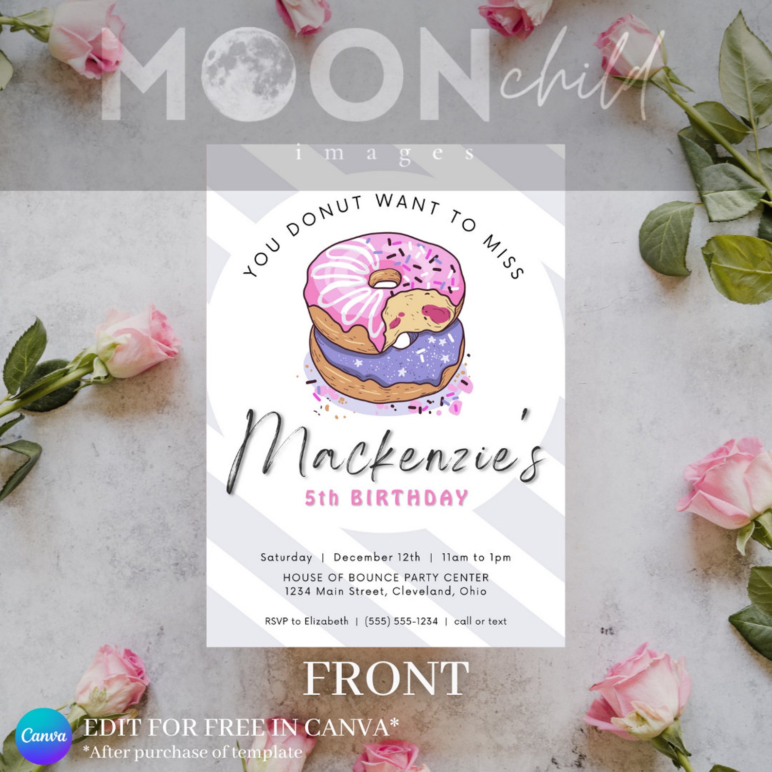 Editable Donut Invitation - Canva Template - Etsy