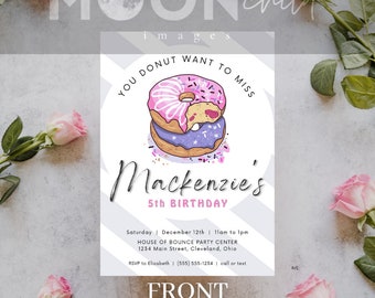 Editable Donut Invitation - Canva Template - Etsy