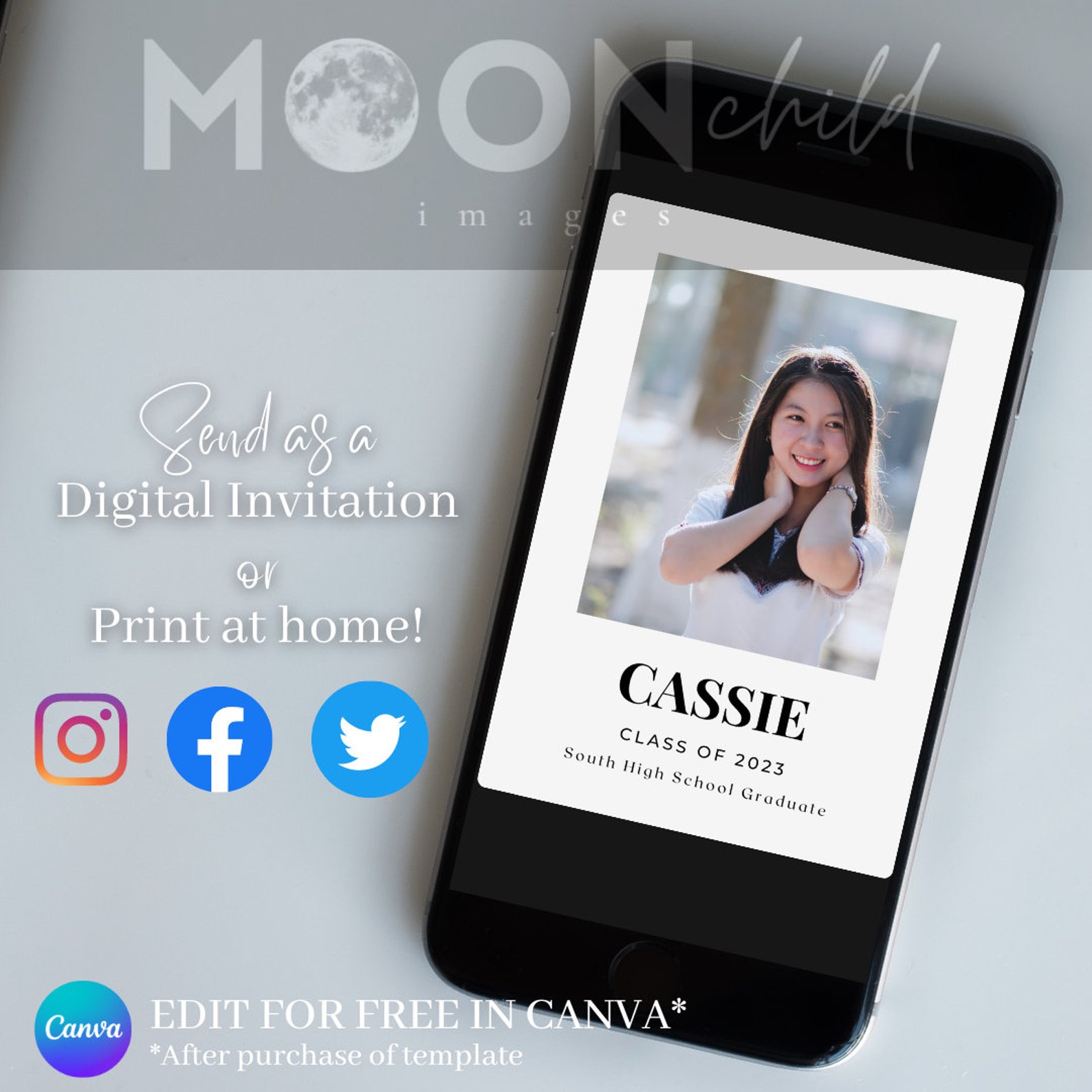 Editable Graduation Party Invitation - Canva Template - Etsy