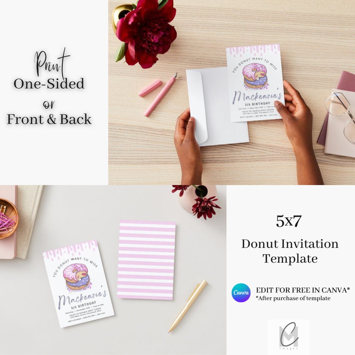 Editable Donut Invitation Canva Template - Etsy