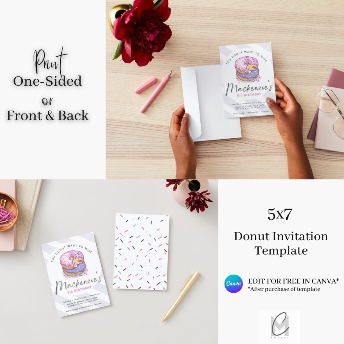 Editable Donut Invitation - Canva Template - Etsy