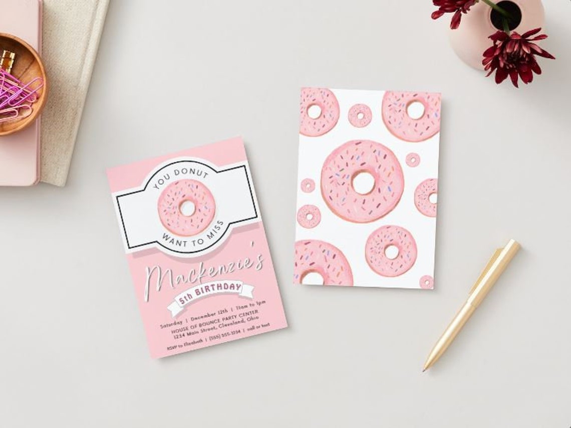 Editable Donut Invitation - Canva Template - Etsy