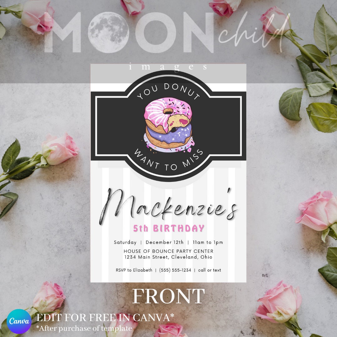 Editable Donut Invitation - Canva Template - Etsy