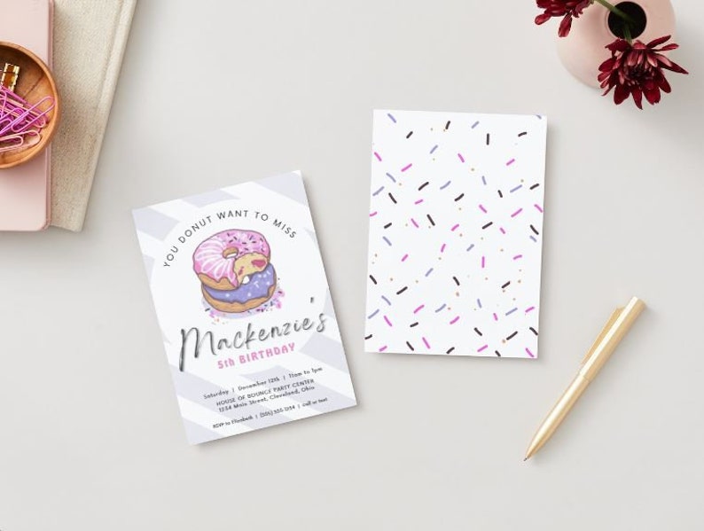 Editable Donut Invitation - Canva Template - Etsy