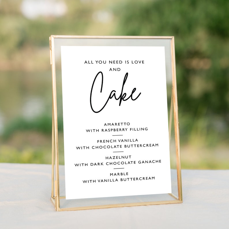 5x7 or 8x10 Wedding Cake Sign | Printable Wedding Signs | Modern ...