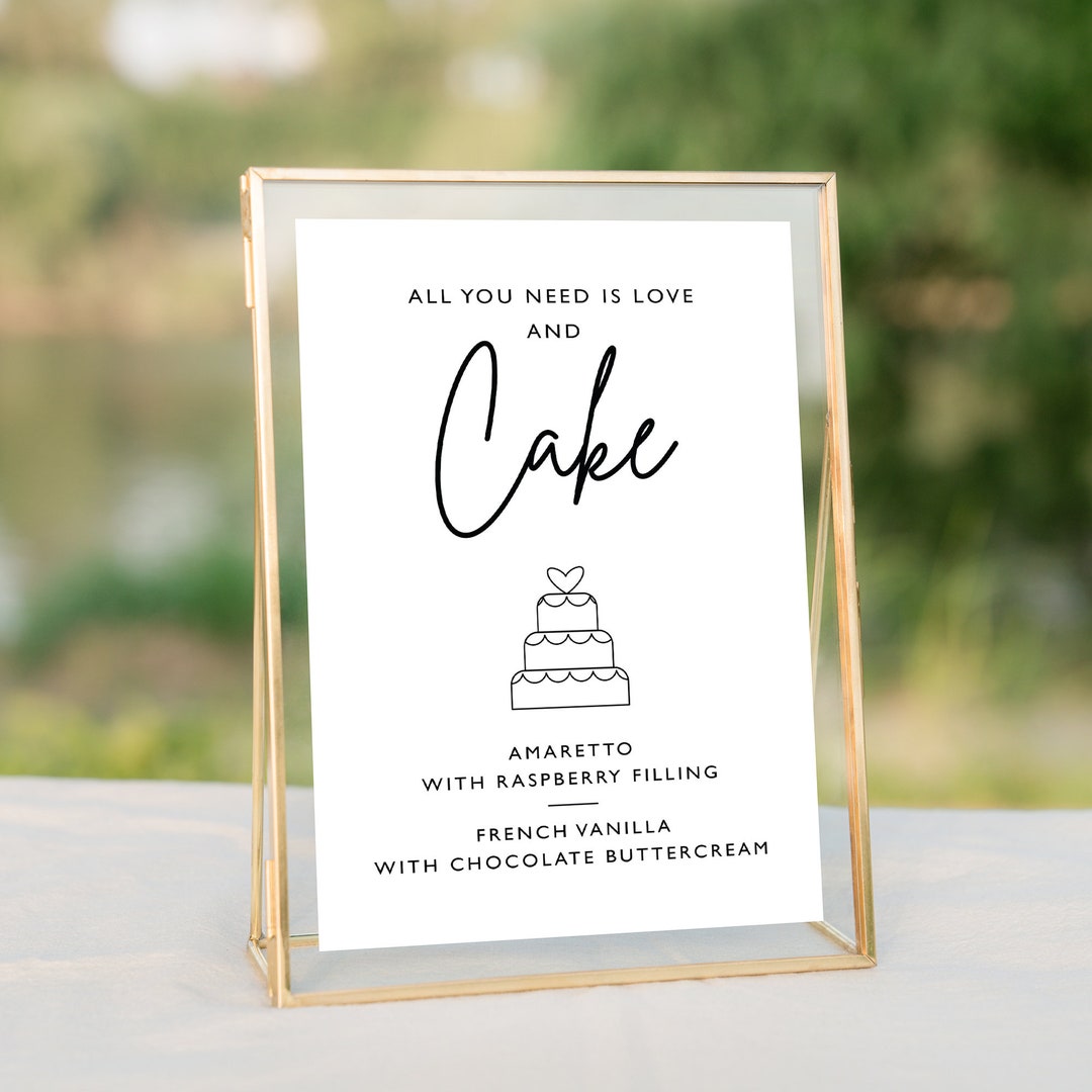 5x7 or 8x10 Wedding Cake Sign | Printable Wedding Signs | Modern ...