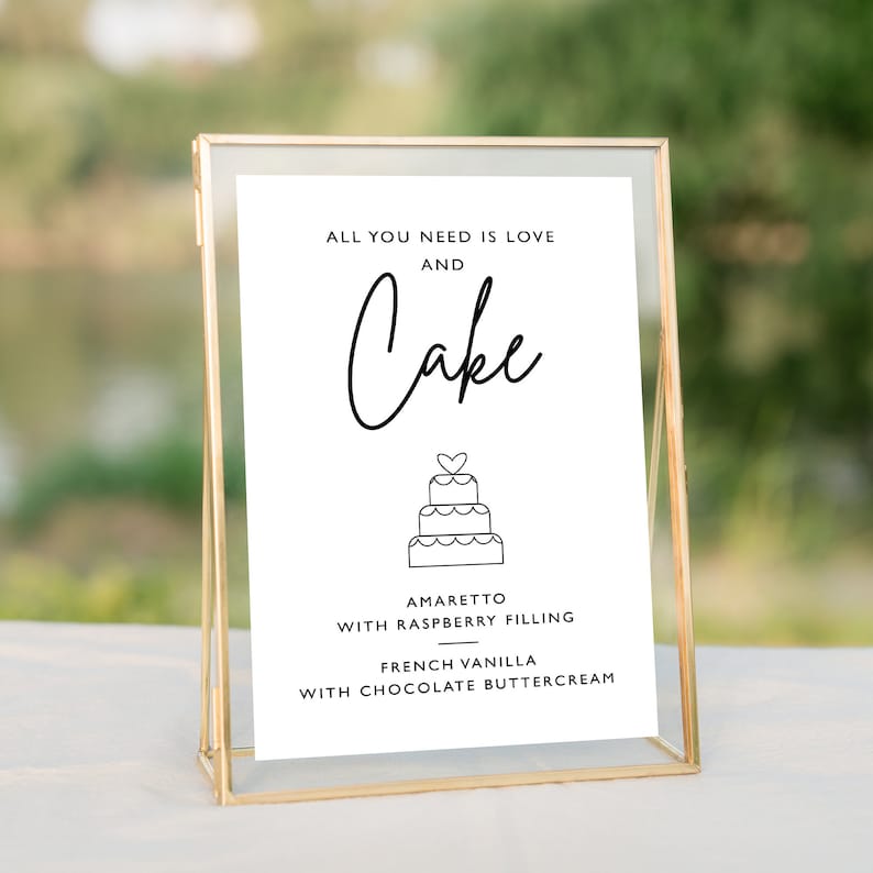 5x7 or 8x10 Wedding Cake Sign | Printable Wedding Signs | Modern ...
