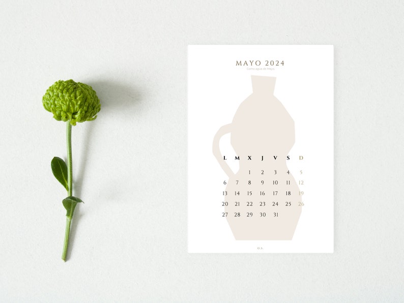 Calendario 2024 Para Imprimir Diseño Minimalista De Vasijas Etsy España