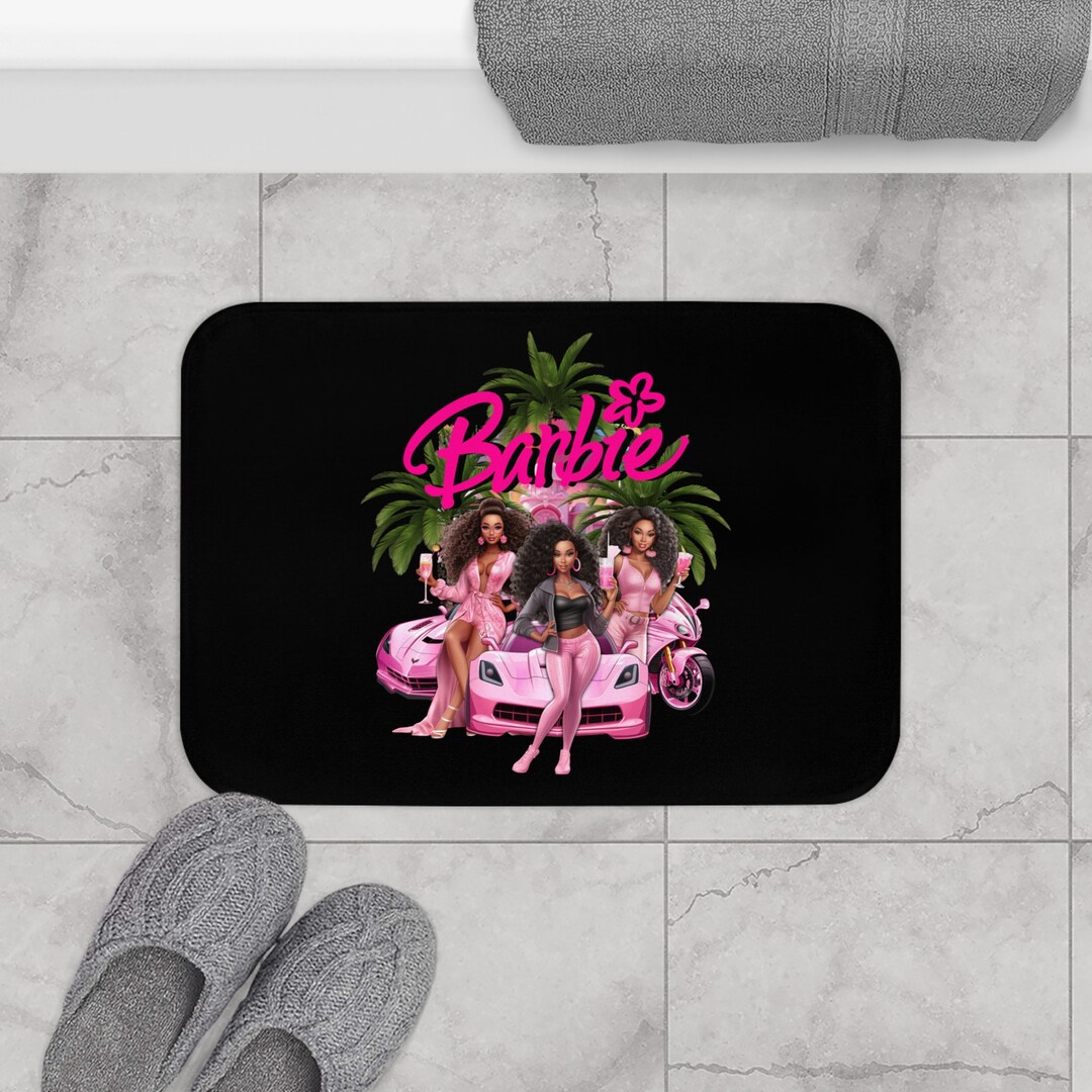 Melanin Bath Mat Barbie Guest Bathroom Girls Bath Pink and Black - Etsy