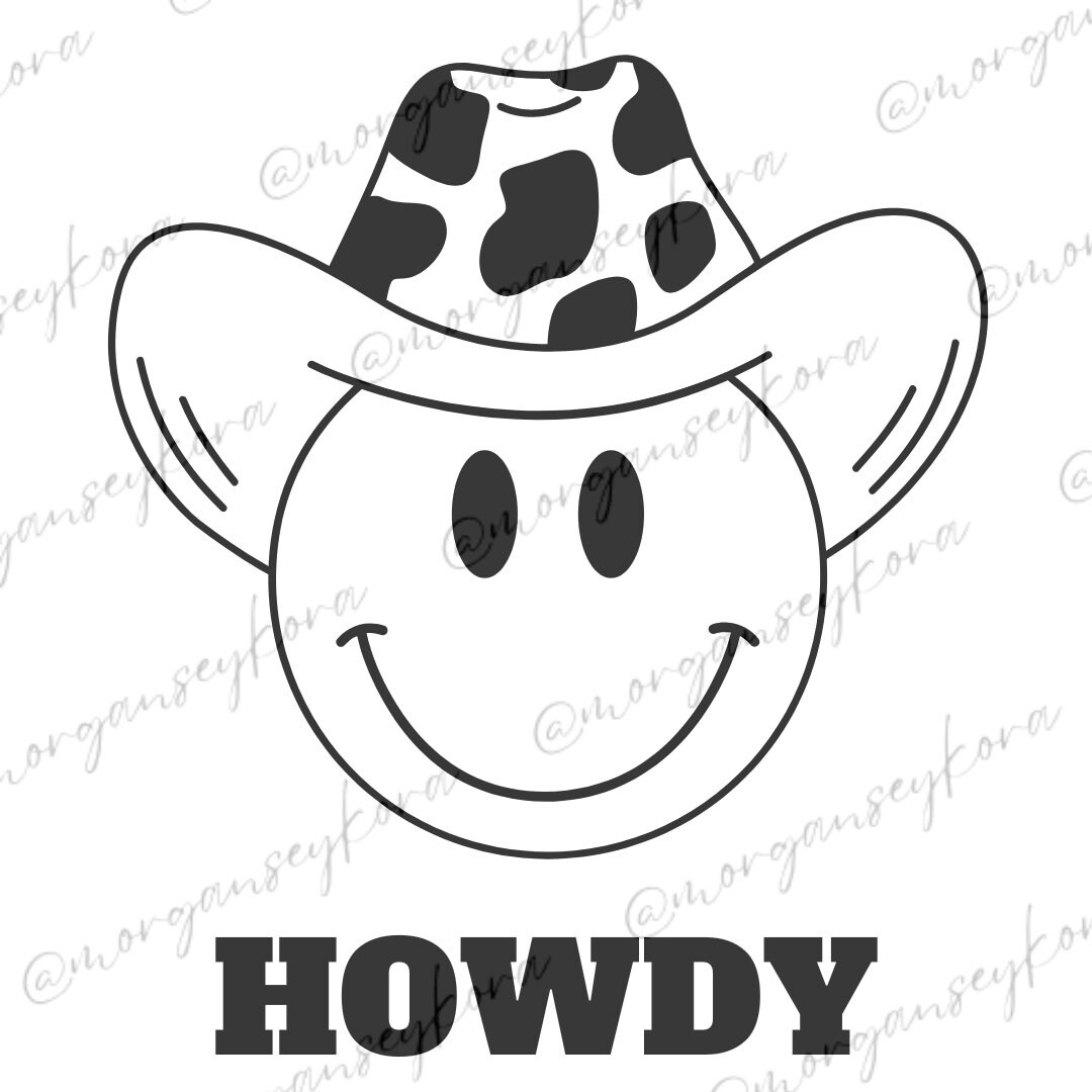 Western Smiley Face SVG - Etsy