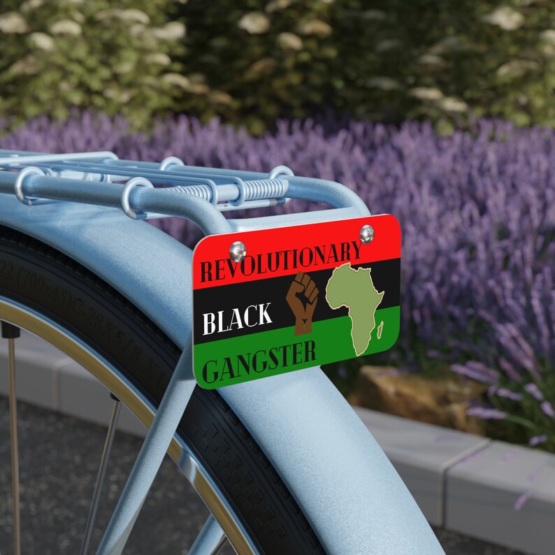 Revolutionary Black Gangster Mini License Plate for Bicycle or ...