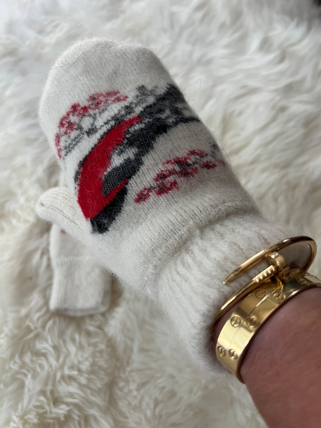 Very Warm Sheep Wool Knitted Mittens - Etsy