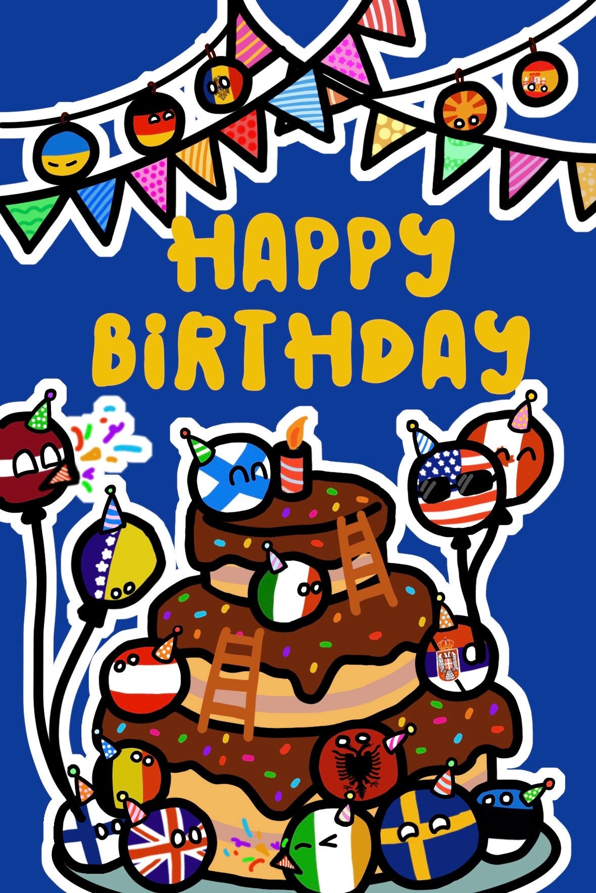 Countryball Birthday Card 20cm15cm - Etsy