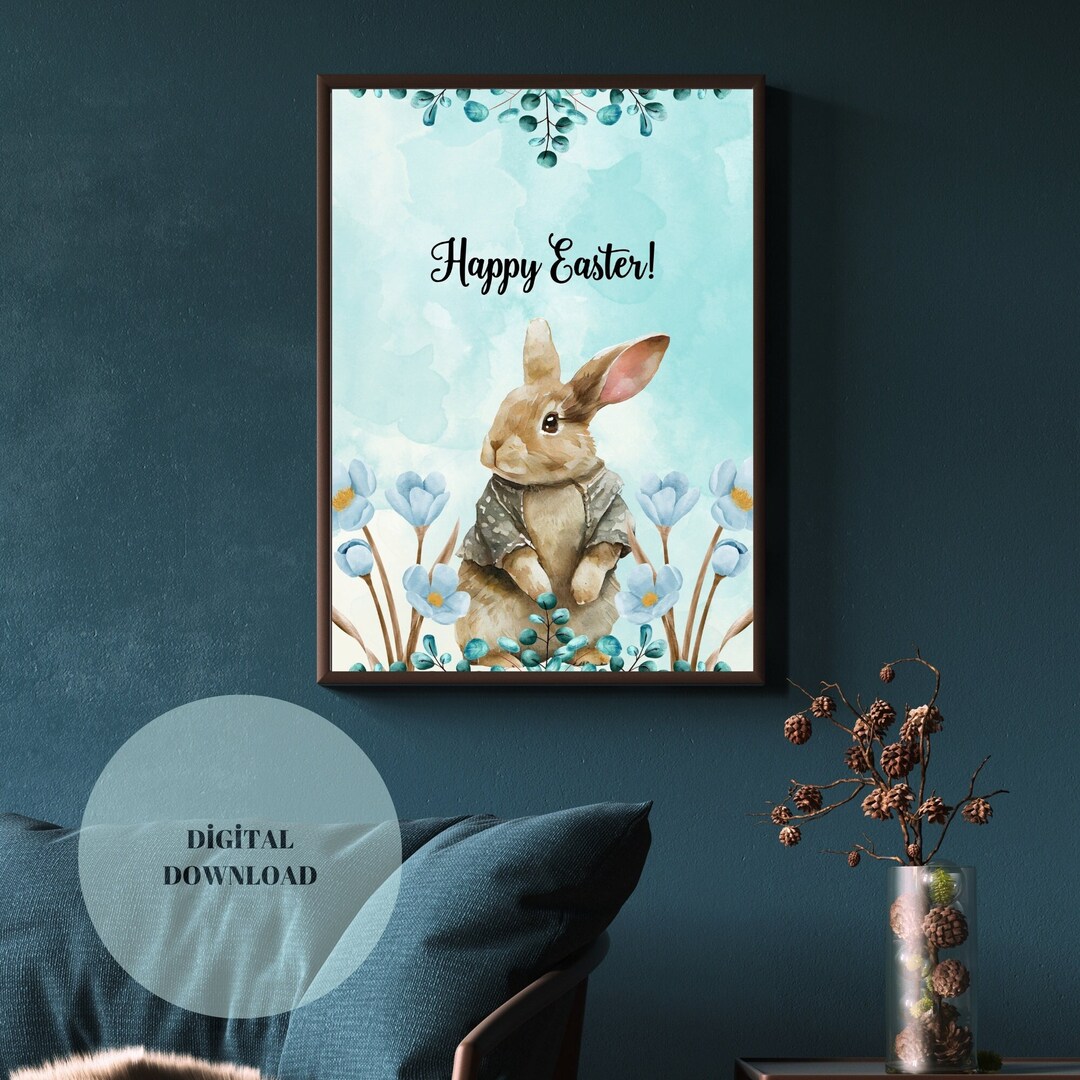 Cute Easter Bunny Printable Easter Wall Art Easter Print Spring Print ...