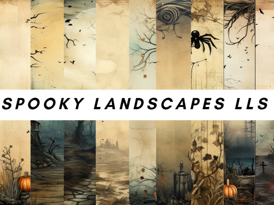 Spooky Landscapes Digital Paper, Pack of 10, Scrapbook Paper, Halloween ...