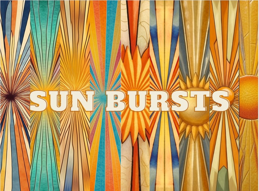 Sun Burst Digital Paper 10 Pack, Colorful Sunburst, Light Burst ...