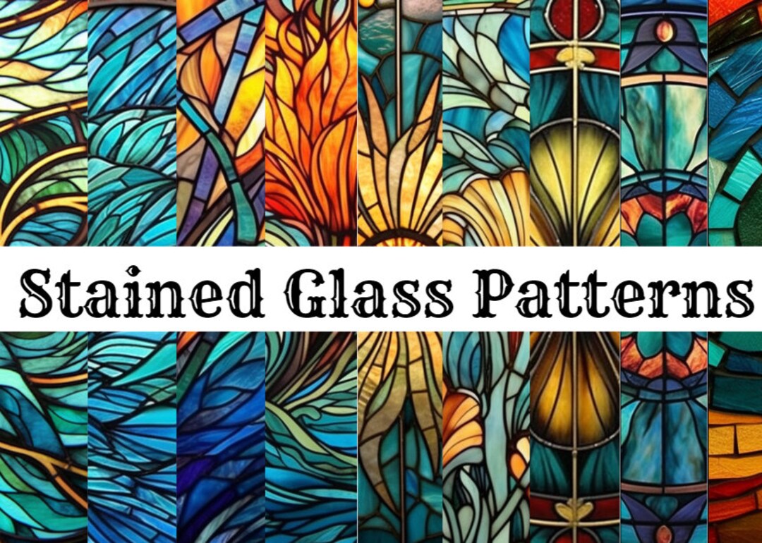 Stained Glass Prints, Pack of 10, Digital Downloads, Printable Paper - Etsy