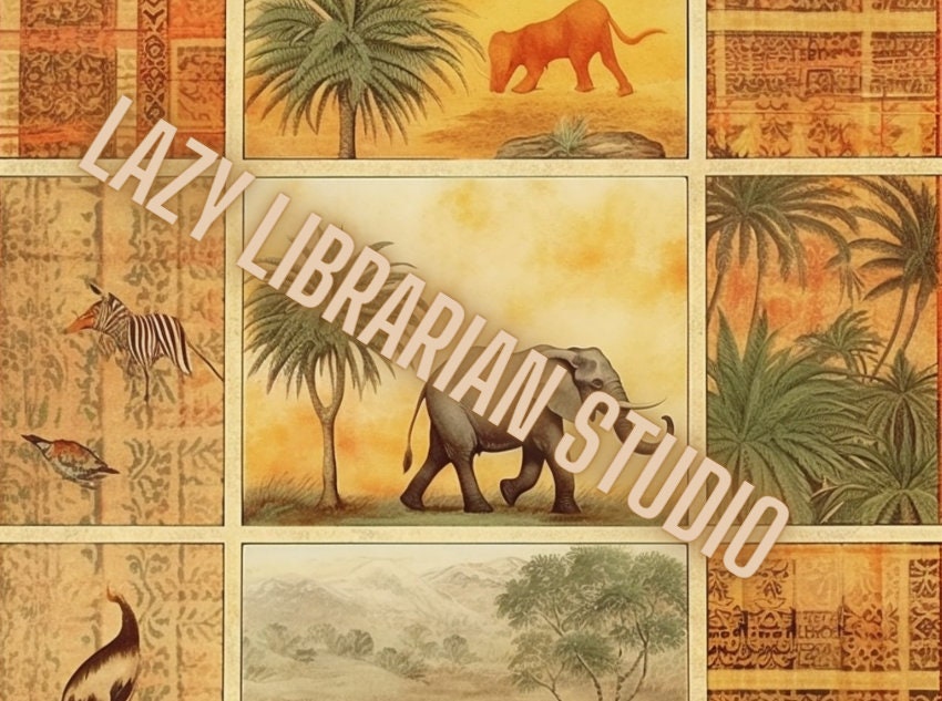 Vintage Safari Scrapbook Digital Paper Pack of 10, Old Paper, Vintage ...