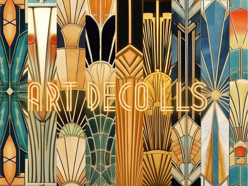 Art Deco Digital Paper, Pack of 10, Deco 1920s Patterns, Digital ...