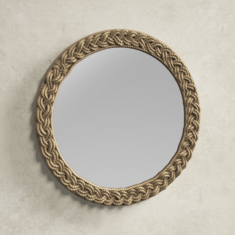MDF Wood Jute Rope Mirror Rustic Nautical Wall Mount Mirror Coastal ...