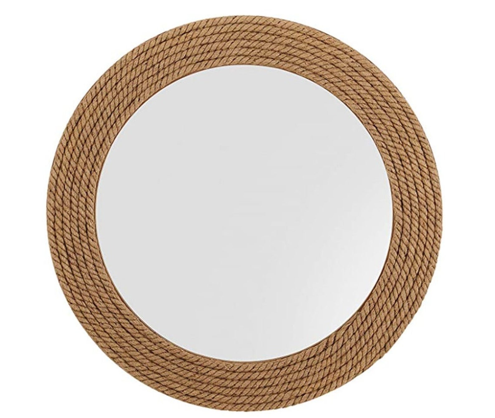 MDF Wood Jute Rope Mirror Rustic Nautical Wall Mount Mirror Coastal ...